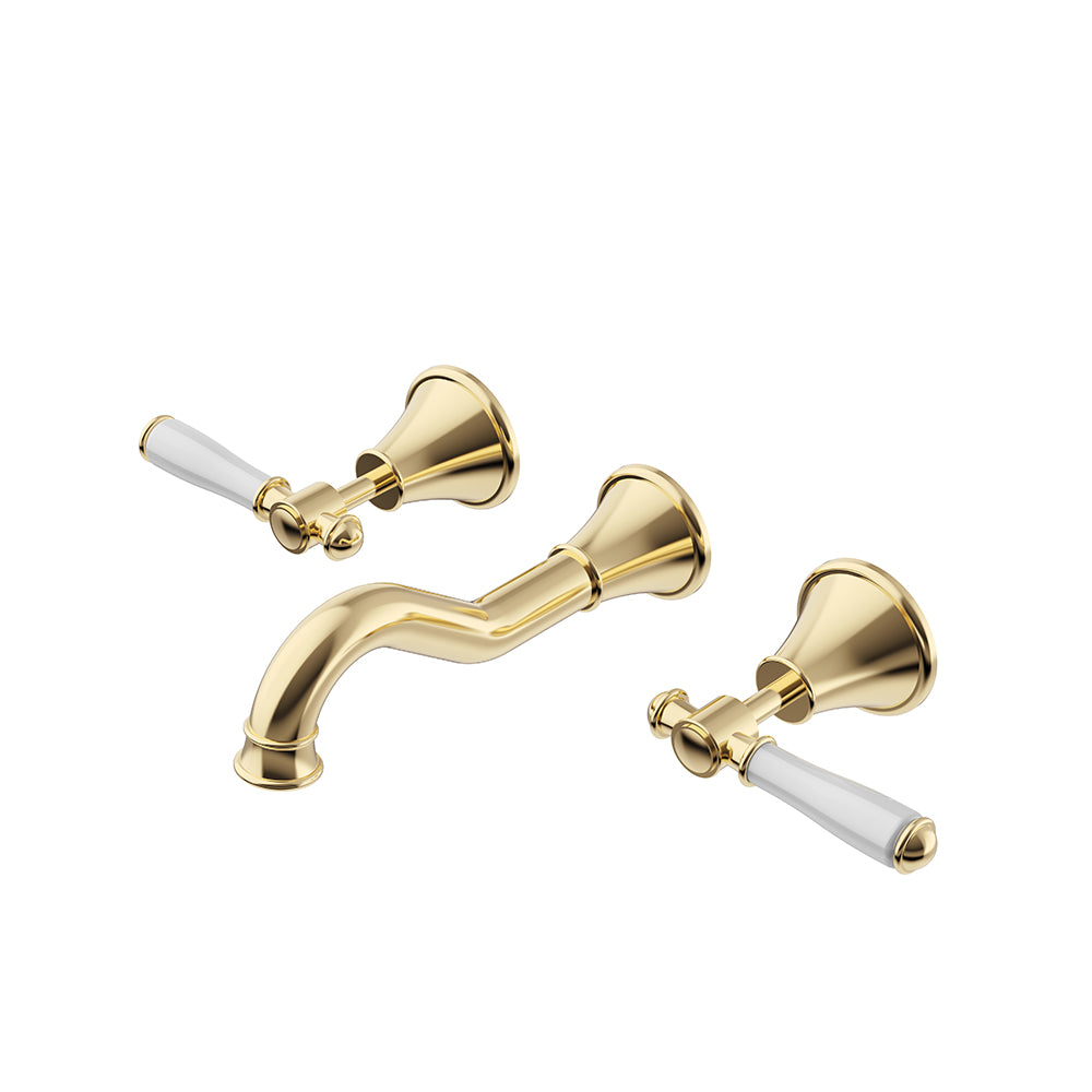 Clasico Vintage Bath Set Ceramic Handle in Brushed Gold - PCK90NZ01ALF